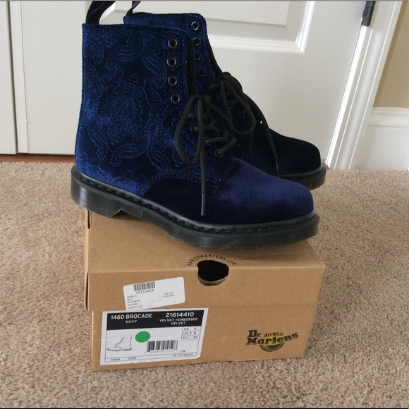 Dr. Martens | Shoes | New Dr Martens Blue Velvet Brocade Boots | Poshmark